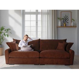 Big-Sofa Home Affaire "Finca XXL, B: 247 cm", terracota, B:247cm T:123cm, 100% Polyester, Sofas, Big-Sofa, 4 Zierkissen, Mega-Sofa, in Cord oder Chenille-Struktur, Federkern