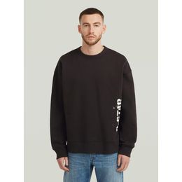 G-Star Raw Longpullover G-STAR "Sprayed 89 Graphic Loose Sweater", Herren, Gr. M, dk schwarz, Obermaterial: 100% Baumwolle, Pullover Longpullover