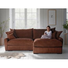 Ecksofa Home Affaire "Finca XXL L-Form, B: 247 cm", terracota, B:247cm T:187cm, 100% Polyester, Sofas, Ecksofa, 4 Zierkissen, Mega-Sofa, in Cord oder Chenille-Struktur, Federkern