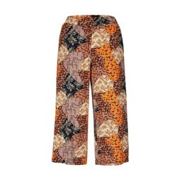 Schlupfhose GOLDNER "Kurzgr&ouml;&szlig;e Sommerhose VERA mit Mustermix Print", Damen, Gr. 20, K-Gr, braun (braun, gemustert), Obermaterial: 96% Viskose CV. 4% Elasthan EL., weit, Hosen Schlupfhose, Seitennahttaschen