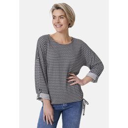 Langarmshirt STOOKER WOMEN "CARLY Langarmshirt Rundhals", Damen, Gr. 44/46, schwarz (schwarz waves aop), Jersey, 96% Polyester, 4% Elasthan, loose fit, Rundhals, Shirts Langarmshirt, Loose Fit Shirt Rundhals Langarm f&uuml;r Damen