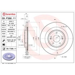 Brembo Bremsscheibe 09f38611 325mm 20mm f&uuml;r HYUNDAI