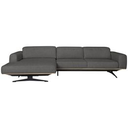 Novel Ecksofa, Dunkelgrau, Textil, Eiche, 3-Sitzer, Ottomane links, L-Form, 305x163 cm, Fu&szlig;auswahl, Lederauswahl, Stoffauswahl, seitenverkehrt erh&auml;ltlich, Hocker R&uuml;cken echt, Wohnzimmer, Sofas & Couches, Wohnlandschaften, Ecksofas