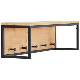 Mid.you Wandgarderobe, Natur, Schwarz, Holz, Metall, Tanne, vollmassiv, 79x22x20 cm, Bsci, Garderobe, Garderobenleisten & Garderobenhaken