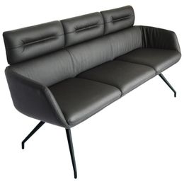 Dieter Knoll Collection Dieter Knoll Sitzbank, Schwarz, Metall, Leder, Echtleder, Rindleder, 3-Sitzer, 200x91x70 cm, Esszimmer, B&auml;nke, Sitzb&auml;nke