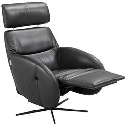 Novel Relaxsessel Itala, Schwarz, Leder, Echtleder, Rindleder, Uni, 71x110x80 cm, Relaxfunktion, Sitzfl&auml;che 360&deg; drehbar, gepolsterte Armlehnen, Wohnzimmer, Sessel, Relaxsessel