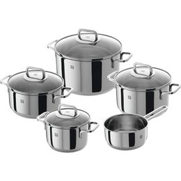 Zwilling Kochtopfset Quadro, Edelstahl, Metall, 5-teilig, 16 cm, 3 L,1,5 L, rund, Messskala, backofengeeignet, rostfrei, hitzebest&auml;ndig, Kochen, T&ouml;pfe, Topfsets