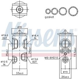 NISSENS Expansionsventil, Klimaanlage 999350 f&uuml;r OPEL SAAB VAUXHALL PEUGEOT VW