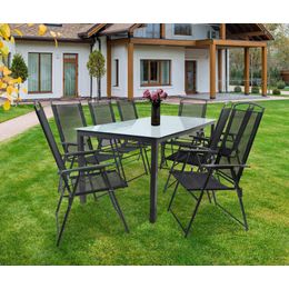 Gartentischgruppe Anthrazit 9-teilig