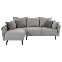Ecksofa Home Affaire "Asra L-Form, B: 240 cm", grau (grau, anthrazit), B:240cm H:95cm T:170cm, 100% Polyester, Sofas, Ecksofa, Bettfunktion, Bettkasten, Taschen & 3 Zierkissen, Federkern