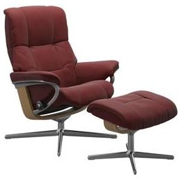 Relaxsessel stressless "Mayfair", rot (cherry paloma), B:83cm H:102cm T:74cm, Leder PALOMA: PALOMA ist ein durchgef&auml;rbtes Semianilin-M&ouml;belleder mit nat&uuml;rlicher Narbung., Sessel, Relaxsessel, mit Cross Base, Gr&ouml;&szlig;e S, M & L, Holzakzent Eiche