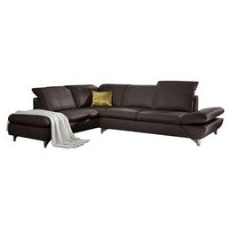 Ecksofa W.Schillig "Taoo, elegant und zeitlos, bequem, L-Form, Breite 296cm", braun (mocca z73), B:296cm H:84cm T:242cm, Longlife Xtra-Leder Z73: Naturwalkleder der Luxusklasse aus den erlesensten Rohh&auml;uten. Hautst&auml;rke 1, 1 &ndash; 1, 3 mm, Sofas, Ecksofa, mit Sitziefenverstellung & Kopfteilverstellung