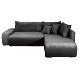 Ecksofa Collection AB "Poppy L-Form, B: 227 cm", schwarz (anthrazit, anthrazit), B:227cm H:41cm T:169cm, 100%Polyester, Sofas, Ecksofa, Bettfunktion, Bettkasten & 1 Zierkissen