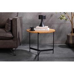 Riess Ambiente Runder Couchtisch FUSION 50cm natur Eichenholz schwarzes Metallgestell Beistelltisch Riess-Ambiente Sofatisch Wohnzimmertisch