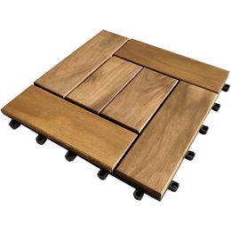 Terrassenfliese 30X30Cm 10-Er Set, Akazie, Holz, Kunststoff, Akazie, massiv, 30x30x2.4 cm, Gartenzubeh&ouml;r, Terrassen- & Balkonb&ouml;den
