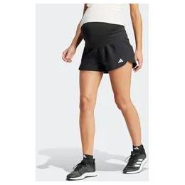 Shorts Adidas PERFORMANCE "PACER WOVEN STRETCH TRAINING &ndash; UMSTANDSMODE", Damen, Gr. XXL, N-Gr, schwarz-wei&szlig; (schwarz, wei&szlig;, normal, gr.), Obermaterial: 87% Polyester, 13% Elasthan, Hosen Shorts, Trainingsshorts f&uuml;r Schwangere, locker geschnitten