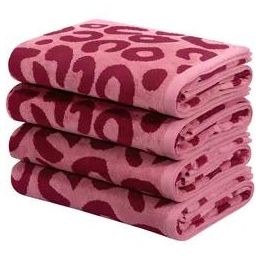 Handtuch Set OTTO HOME "Anna Leopardenmuster, 4-tlg Handtuch-Set, 50x100cm, 100% Baumwolle", bordeaux, beere, 4 Stk., Frottiervelours, Frottiervelours, Obermaterial: 100% Baumwolle, Handt&uuml;cher, Handt&uuml;cher, weich, saugstark, modern, Leo, Animal Print