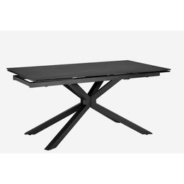 P & B Esstisch, Dunkelgrau, Metall, Keramik, rechteckig, Flachrohr, 90x75x160 cm, ausziehbar, Esszimmer, Tische, Esstische