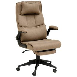 Livetastic Chefsessel, Braun, Metall, Kunststoff, Textil, Drehkreuz, 62x112-122x65 cm, inklusive Armlehnen, Arbeitszimmer, B&uuml;rost&uuml;hle, Drehst&uuml;hle