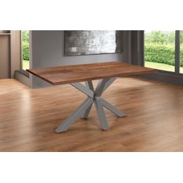 Baumkantentisch SPYRO / nussbaumfarben / 180x90 / Spider-Gestell Silber