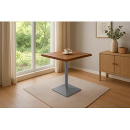 Bistrotisch IRIS / Akazie nussbaumfarben / 70x70 / S&auml;ulen-Gestell eckig Silber