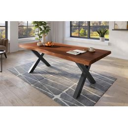Esstisch Titan 200 / nussbaumfarben / 200x110 / X-Gestell Schwarz