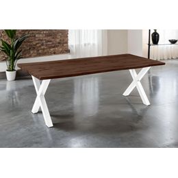 Esstisch JOSY / Holz Nussbaum-Optik / 240x100 / X-Gestell Wei&szlig;