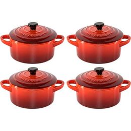 4x1 Le Creuset Mini Braeterset m.Deckel 10x5cm kirschrot