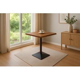 Bistrotisch IRIS / Akazie nussbaumfarben / 70x70 / S&auml;ulen-Gestell eckig Schwarz