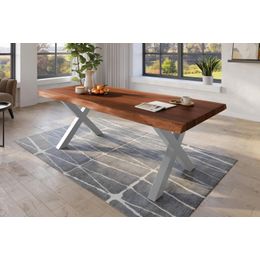 Esstisch Titan 200 / nussbaumfarben / 200x110 / X-Gestell Silber