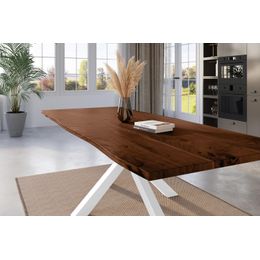 Baumkantentisch KALEA 260 / nussbaumfarben / 260x100 / Spider-Gestell Wei&szlig;