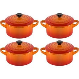 4x1 Le Creuset Mini Braeterset m.Deckel 10x5cm ofenrot