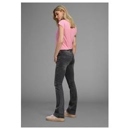 Bootcut-Jeans Arizona "mit Keileins&auml;tzen", Damen, Gr. 34, N-Gr, grau (grau used), Denim/Jeans, Obermaterial: 76% Baumwolle, 16% Polyester, 7% Viskose, 1% Elasthan, Basic, eng lang, Jeans, ausgestellte Beinform, niedrige Leibh&ouml;he, elastisches Material, Topseller