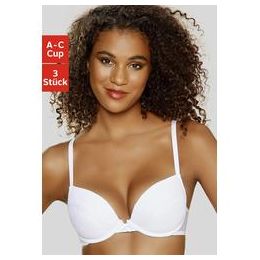Push-up-BH Petite Fleur, Damen, Gr. 70, Cup C, schwarz-wei&szlig; (2xwei&szlig;, 1xschwarz), Spitze, Obermaterial: 64% Baumwolle, 31% Polyamid, 5% Elasthan, BHs Push-up-BH, mit B&uuml;gel und herausnehmbaren Kissen, Dessous