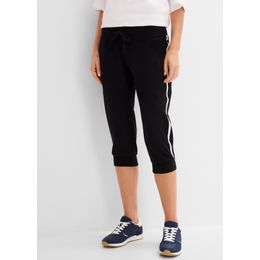 bonprix Jogginghose aus Baumwolle (2er Pack) Capri-L&auml;nge, schwarz, Gr.40/42 (M), 2er-Pack Sport-Caprihose aus einem Stretch-Material mit Rei&szlig;verschlusstaschen, 95% Baumwolle (organic)
