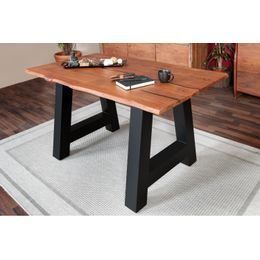 Baumkantentisch POLLY / nussbaumfarben / 160x85 / A-Gestell Schwarz