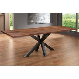 Baumkantentisch SPYRO 280 / nussbaumfarben / 280x100 / Spider-Gestell Schwarz