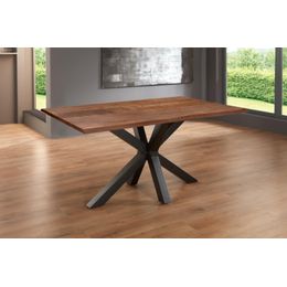 Baumkantentisch SPYRO 160 / nussbaumfarben / 160x85 / Spider-Gestell Schwarz
