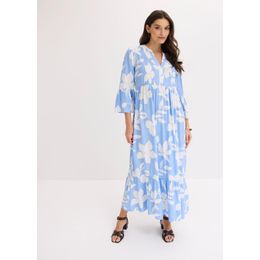 bonprix Maxikleid, blau, Gr.42, sommerliches Maxikleid aus flie&szlig;ender Viskose mit V-Ausschnitt, aus Viskose