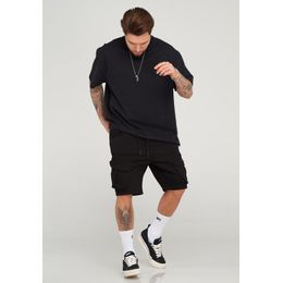 Shorts behype "STANLAY", Herren, Gr. S, EURO-Gr&ouml;&szlig;en, schwarz, 74% Polyester, 24% Viskose, 2% Elasthan, Hosen Shorts, mit modischen Cargotaschen