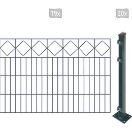 Doppelstabmattenzaun Arvotec "EASY 80 zum Aufschrauben "Karo" mit Zierleiste", grau (anthrazit), H:80cm, Kunststoff, Stahl, Zaunelemente, Zaunh&ouml;he 80 cm, Zaunl&auml;nge 2 - 60 m