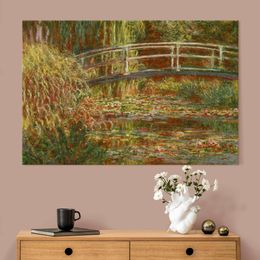 Akustikbild Claude Monet - Seerosenteich und japanische Br&uuml;cke (Harmonie in rosa)