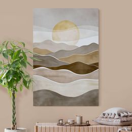 Akustikbild Minimalistische Boho Landschaft Beige Grau