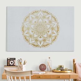 Akustikbild Mandala Blume gold wei&szlig;