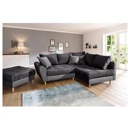 Ecksofa Home Affaire "Rice L-Form, B: 223 cm - OTTO. Verl&auml;ssliche Qualit&auml;t.", grau (anthrazit), B:223cm H:47cm T:184cm, Luxus-Microfaser (100% Polyester);Struktur fein (100% Polyester);Microfaser PRIMABELLE (100% Polyester);Samtoptik (100% Polyester), Sofas, Ecksofa, Set: Sofa & Hocker, 3 Zierkissen, Federkern, Topseller