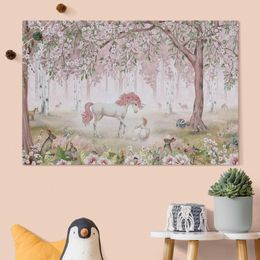 Akustikbild Magischer Wald mit rosa B&auml;umen