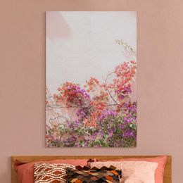 Akustikbild Rosa Wand mit Blumen