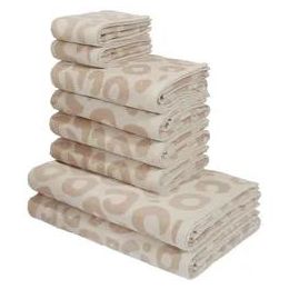 Handtuch Set OTTO HOME "Anna Leopardenmuster, 8-tlg Handtuch-Set, 100% Baumwolle", beige (sand, natur), 8, Frottiervelours, Frottiervelours, Obermaterial: 100% Baumwolle, Handtuch-Sets, Duscht&uuml;cher, Handt&uuml;cher und G&auml;stet&uuml;cher, weich, modern, Animal Print, Topseller