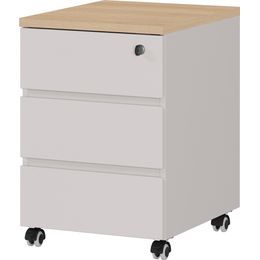 Rollcontainer Germania "GW-Lissabon Rollcontainer", kaschmir, lindberg, eiche, nachbildung, B:41cm H:60cm T:50cm, Holzwerkstoff, Rollwagen, Rollcontainer, Selbsteinzug der Schubladen