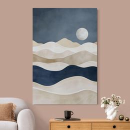 Akustikbild Minimalistische Boho Landschaft Beige Blau